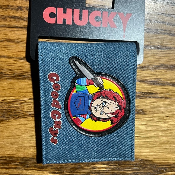 Chucky | Bags | Chucky Denim Wallet With Red And Blue Accents | Poshmark